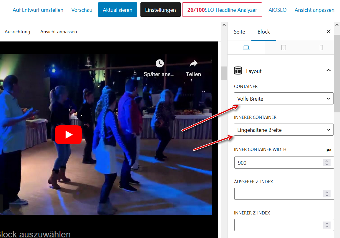 Container, Inner container, whole width, – GeneratePress