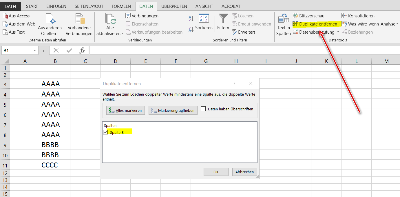 Excel: Doppelte Werte (Duplikate) beseitigen (entfernen) - krakovic.de Excel: Doppelte Werte (Duplikate) beseitigen (entfernen) - krakovic.de